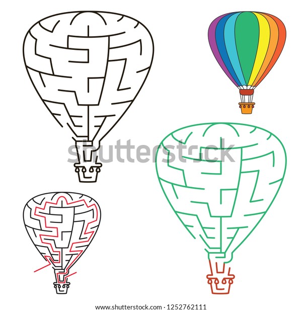 Hot Air Balloon Labyrinth Simple Horizontal Stock Vector (Royalty Free ...