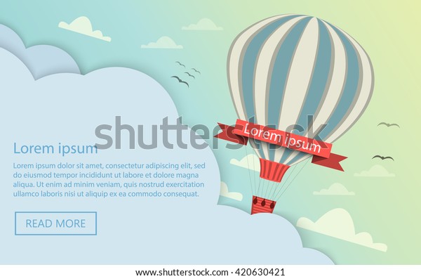 Hot Air Balloon Message On Banner Stock Vector (Royalty Free) 420630421 ...