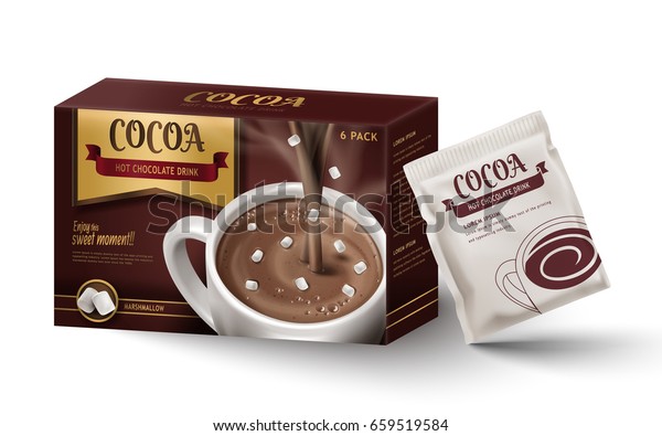 Hot Chocolate Paper Box Package Design Stock Vector (Royalty Free ...