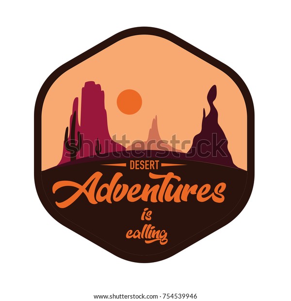 Hot day in a desert illustration vector in a hexagon for poster, logo ...