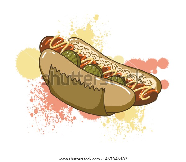 Hot Dog Color Vector Illustration Logo Stock Vector (Royalty Free ...