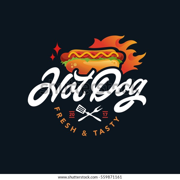 Hot Dog Vector Logo Fast Food Stock Vector (Royalty Free) 559871161