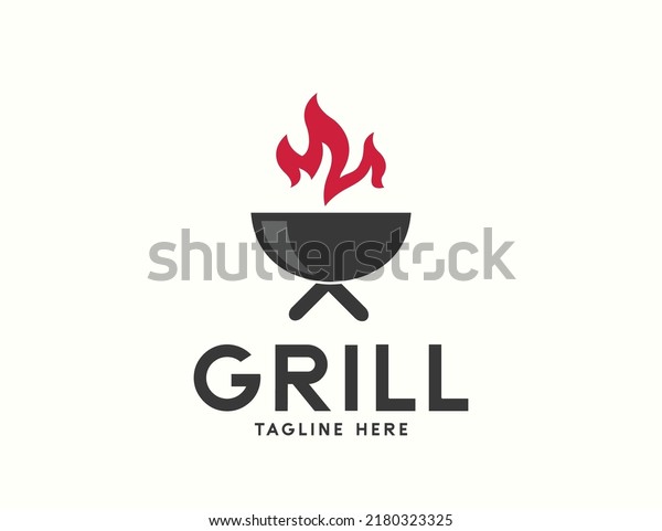 Hot Grill Fire Logo Design Stock Vector (Royalty Free) 2180323325 ...