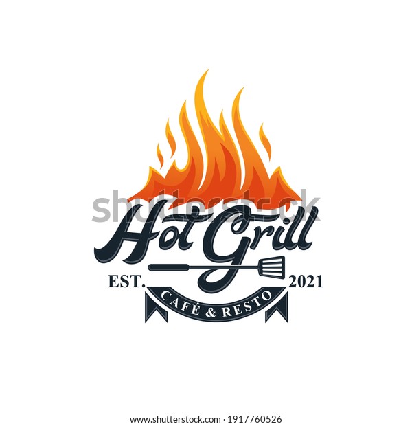 Hot Grill Logo Design Vector Template Stock Vector (Royalty Free ...