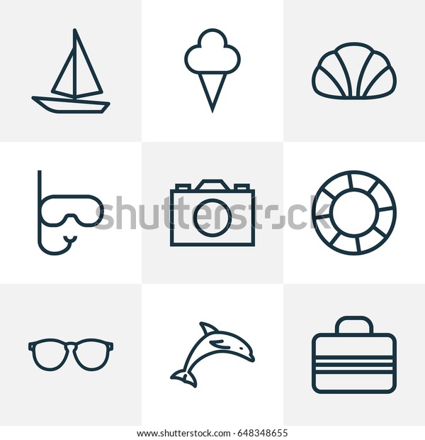 Hot Outline Icons Set Collection Ship Stock Vector (Royalty Free ...