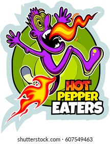 Hot Pepper Eater Running Cartoon Man Stock Vector (Royalty Free ...