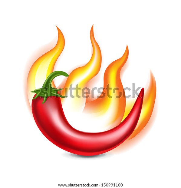Hot Pepper Flames Isolated On White Stock Vector (Royalty Free ...