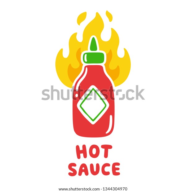 Hot Sauce Bottle Fire Flames Cute Stock Vector (Royalty Free ...