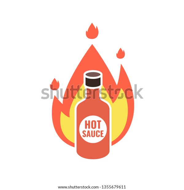 Hot Sauce Bottle Fire Flames Vector Stock Vector (Royalty Free ...