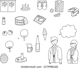 Hot Spring Motif Line Drawing Illustration Stock Vector (Royalty Free ...