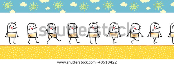 Hot Sweating Man Walking Cartoon Character Stock Vector (Royalty Free ...