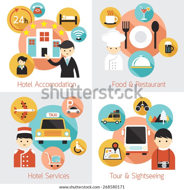 Hotel Accommodation Amenities Services Set Stock Vector (Royalty Free ...