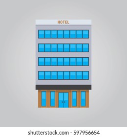 Hotel Building Front View Isolated Vector Stock Vector (Royalty Free ...