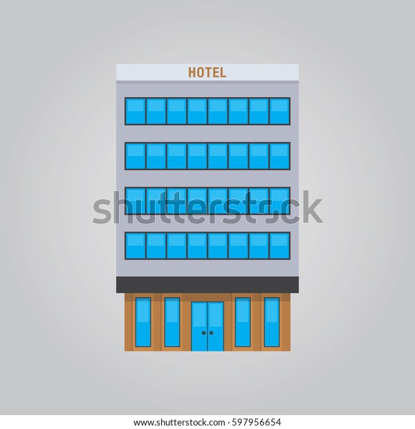 Hotel Building Front View Isolated Vector Stock Vector (Royalty Free ...