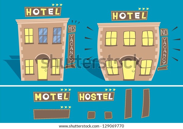 Hotel Cartoon Illustration Small Hotel 2 Stock Vector (Royalty Free ...