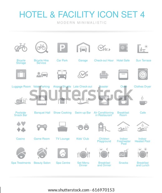 Hotel e instalaciones conjunto de iconos 4