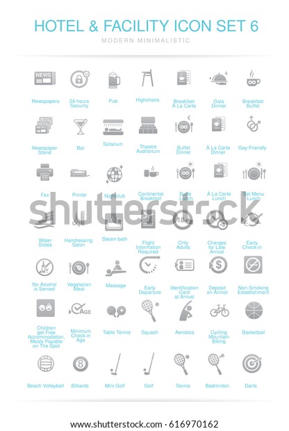 Hotel Facilities Icon Set 6 Stock Vector (Royalty Free) 616970162