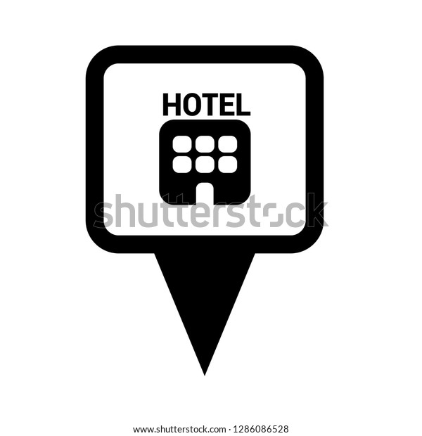 Hotel Icon Map Pin Hotel Here Stock Vector (Royalty Free) 1286086528 ...