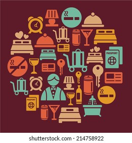 Hotel Icons Circle Shape Stock Vector (Royalty Free) 214758922 ...