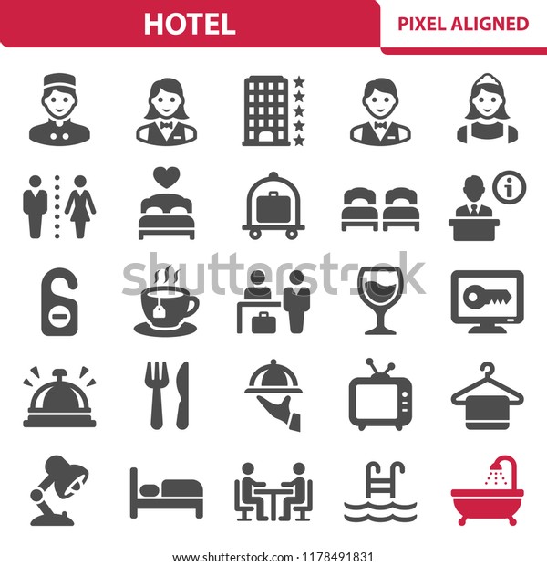 Hotel Icons Professional Pixel Perfect Icons Stock Vector (Royalty Free ...