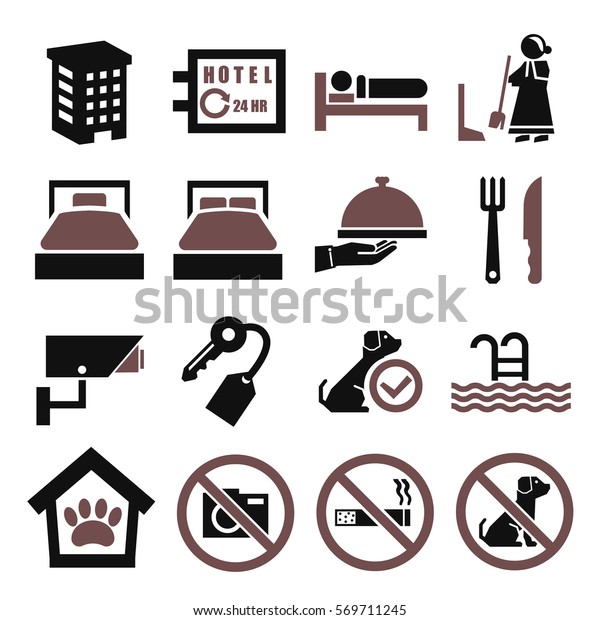 Hotel Inn Icon Set Stock Vector (Royalty Free) 569711245