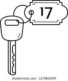 Hotel Key Room Number Vector Outline Stock Vector (Royalty Free ...