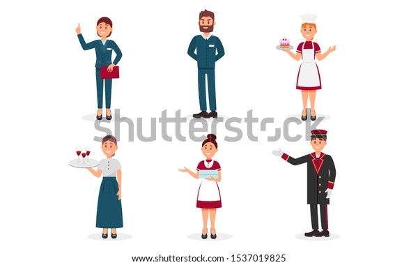 Hotel Polite Friendly Staff Characters Vector Stock Vector (Royalty ...