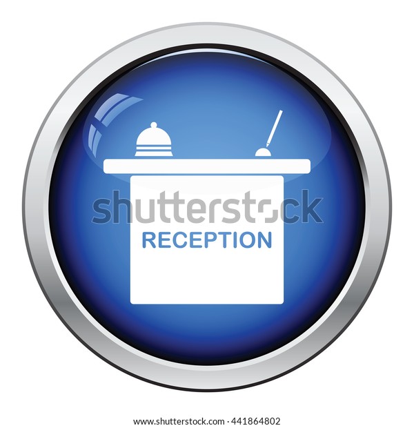 Hotel Reception Desk Icon Glossy Button Stock Vector (Royalty Free ...