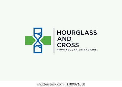 Hourglass Cross Logo Design Vector Template Stock Vector (Royalty Free ...
