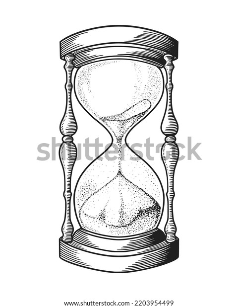 Hourglass Engraving Style Vector Vintage Illustration Stock Vector ...