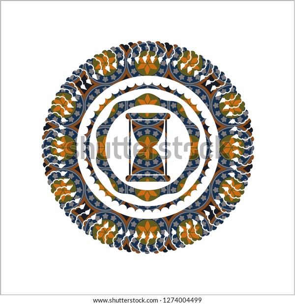 Hourglass Icon Inside Arabic Badge Background Stock Vector (Royalty ...