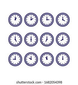 Hourly Clock Icon Set Isolated On Stock Vector (Royalty Free) 1682054392