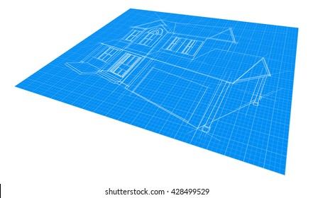 House Blueprint Drawing Diagonal Perspective Angle 库存矢量图（免版税）428499529 ...