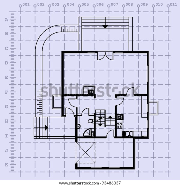 House Blueprint On Engineering Sheet Stock Vector (Royalty Free ...