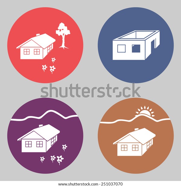 House Building 4 Icon Set Finished Stock Vector (Royalty Free) 251037070