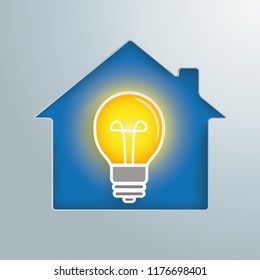 House Bulb On Blue Background Eps Stock Vector (Royalty Free ...