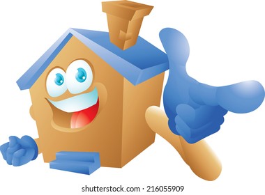 House Cartoon Character Pointing Stock Vector (Royalty Free) 216055909 ...