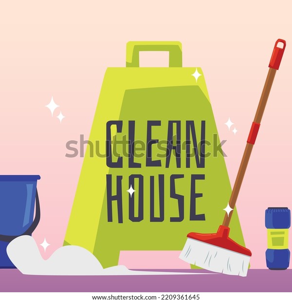 House Cleaning Poster Flat Vector Illustration Stock Vector (Royalty ...