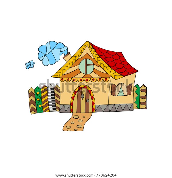 House Colorful Doodle Abstract Pattern Hand Stock Vector (Royalty Free ...
