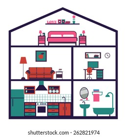 House Cut Detailed Modern House Interior Stock Vector (Royalty Free ...
