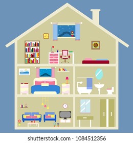 House Cut House Inside Vector Illustration Stock Vector (Royalty Free ...