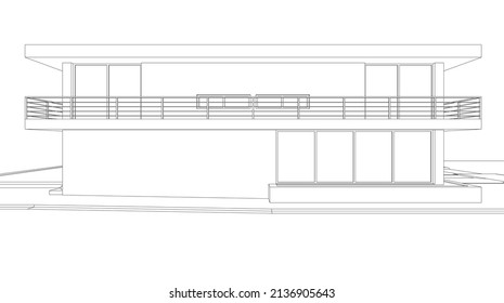 House Design 3d Illustration Vector Drawing Stock Vector (Royalty Free ...