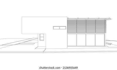 House Design 3d Illustration Vector Drawing Stock Vector (Royalty Free ...