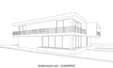 House Design 3d Illustration Vector Drawing Stock Vector (Royalty Free ...