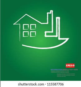 House Design On Green Backgroundvector Stock Vector (Royalty Free ...