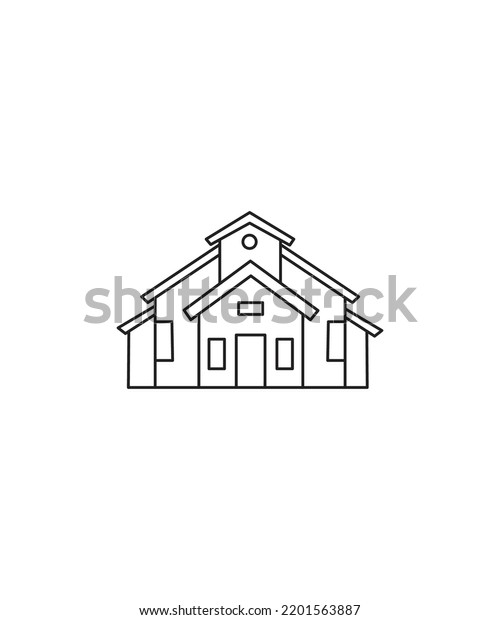 House Drawing Line Art Icon Isolated Stock Vector (Royalty Free ...