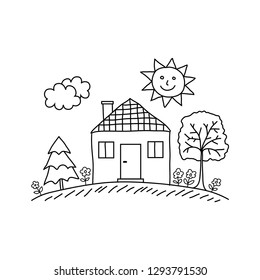House Drawing On White Background Stock Vector (Royalty Free ...