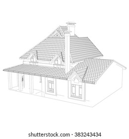House Drawing Vector Contours House Stock Vector (Royalty Free ...