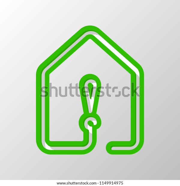 House Exclamation Mark Icon Line Style Stock Vector (Royalty Free ...