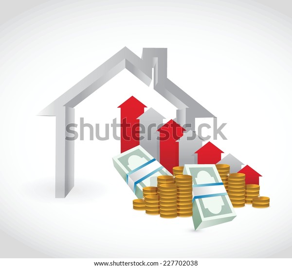 House Falling Money Graph Illustration Design Stock Vector (Royalty ...